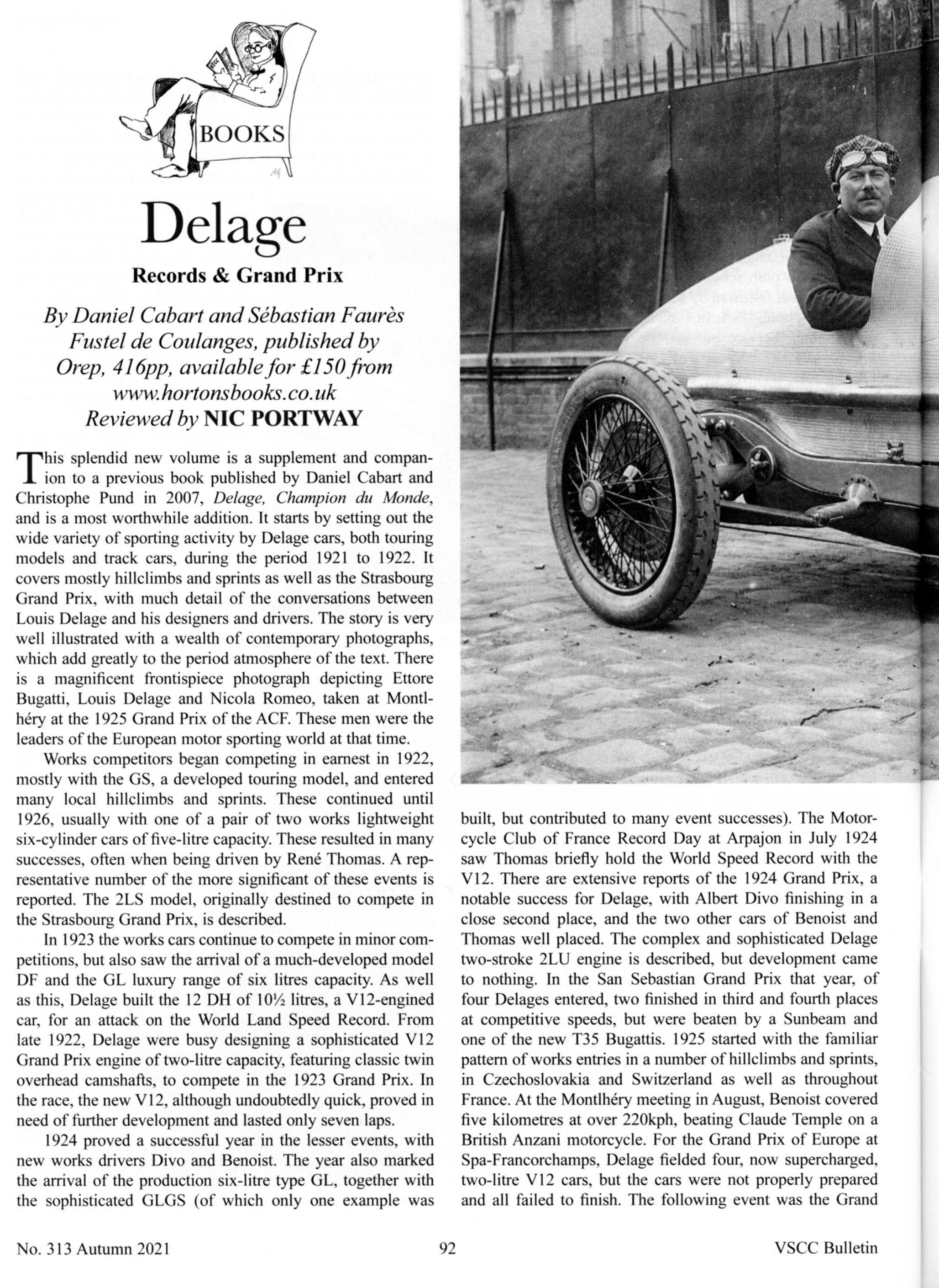 The Vintage Sports Car Club reviewed Delage, the book