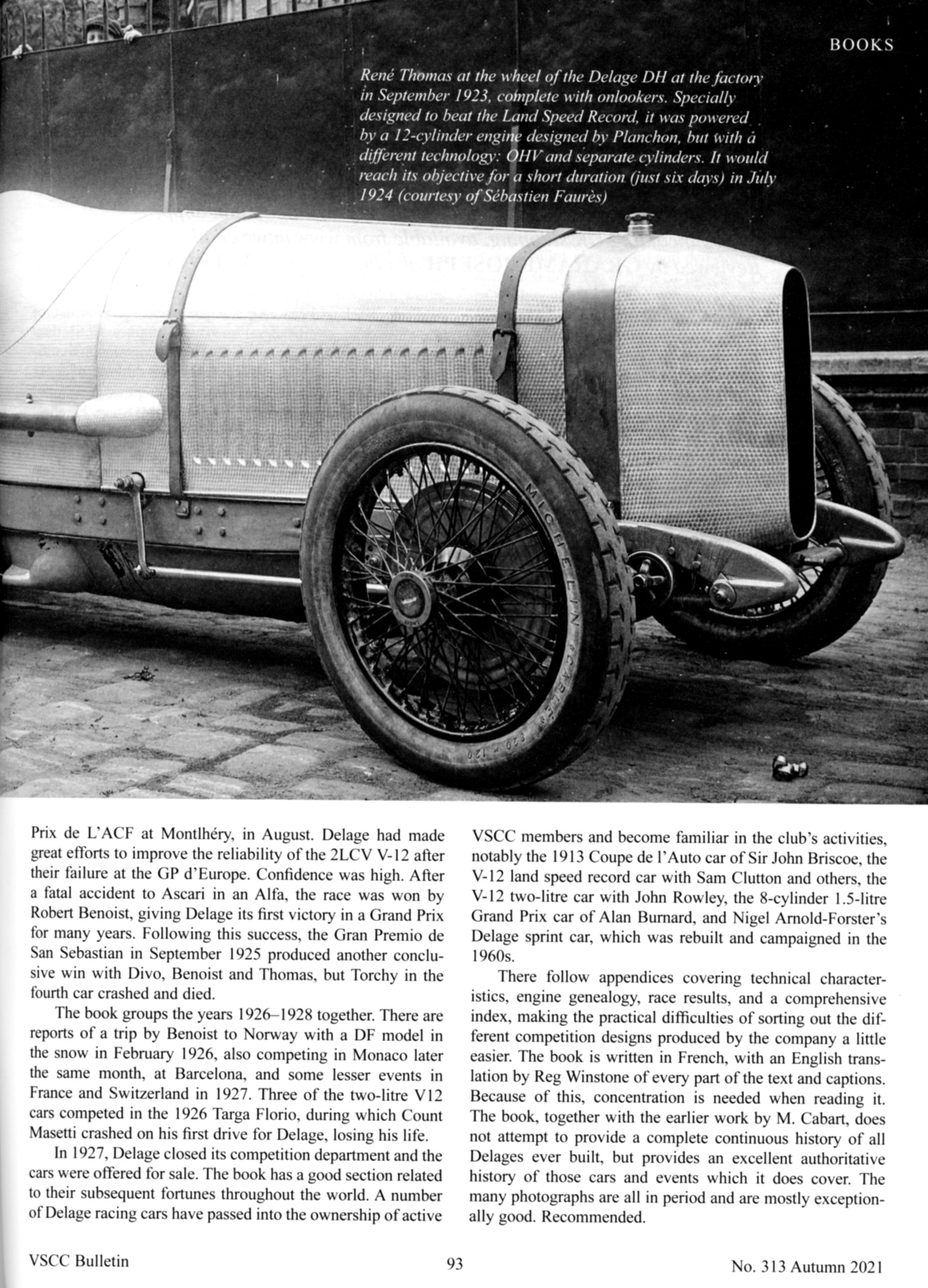 The Vintage Sports Car Club reviewed Delage, the book
